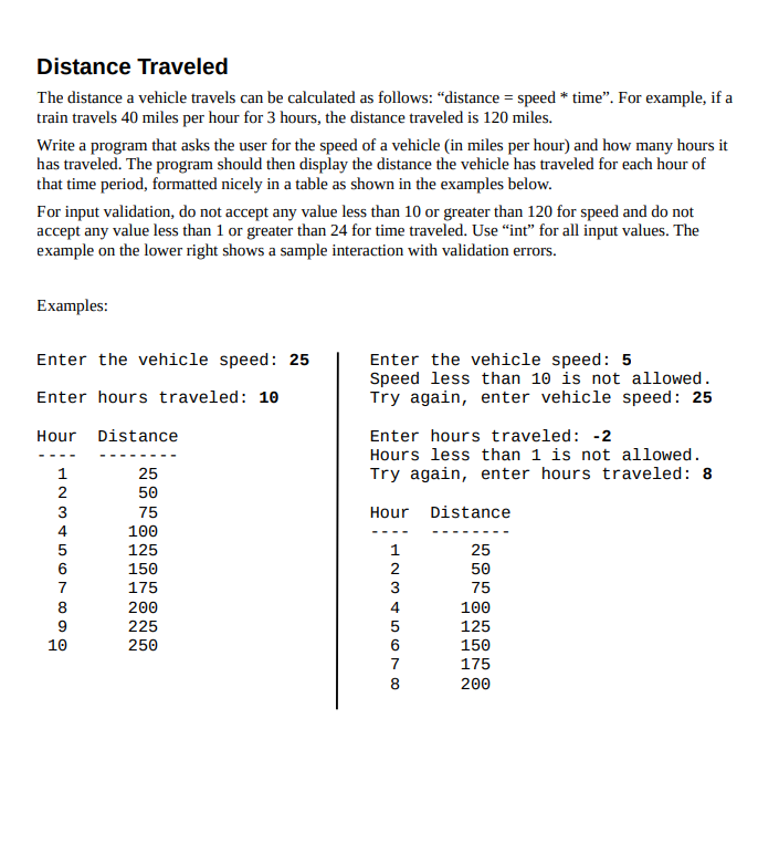 Solved Distance Traveled The distance a vehicle travels can | Chegg.com