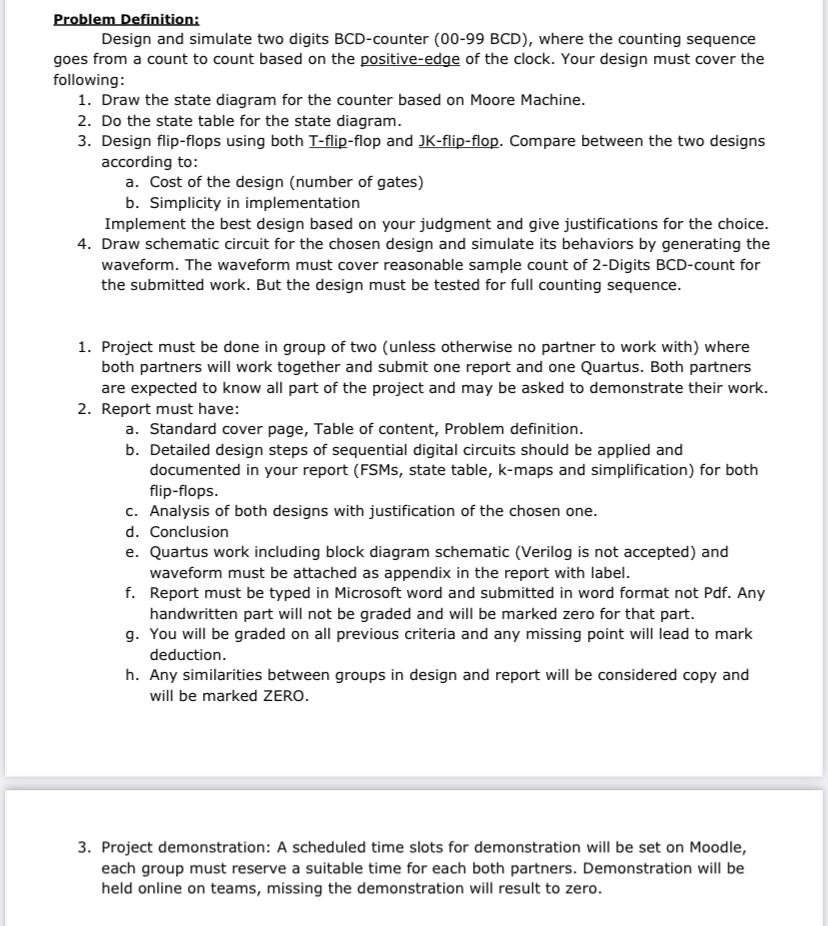 Solved Problem Definition: Design and simulate two digits | Chegg.com