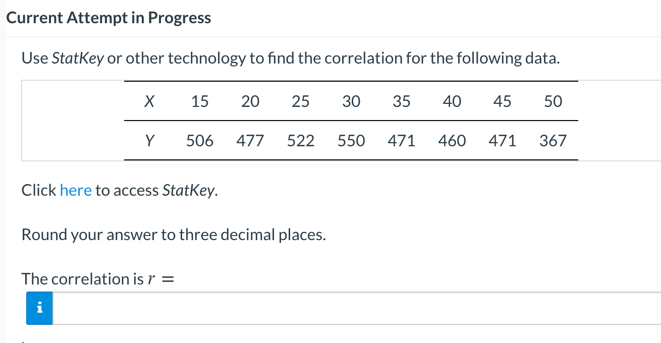 Solved Current Attempt in Progress Use StatKey or other | Chegg.com