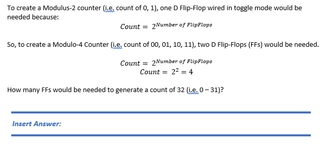Solved To create a Modulus-2 counter (i.e. count of 0, 1), | Chegg.com