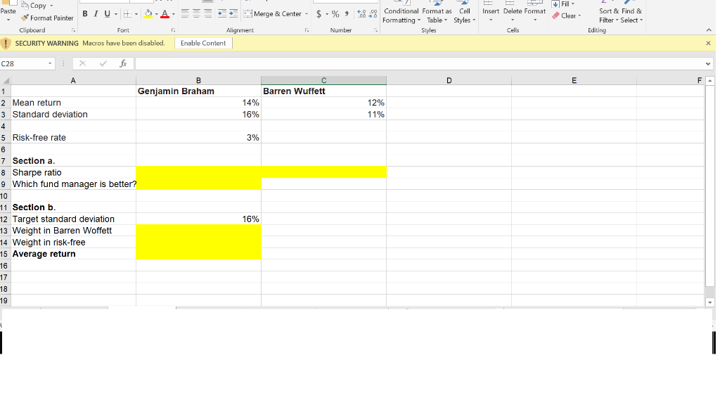 Solved Copy Format Painter Paste A Merge & Center . $ .% , | Chegg.com