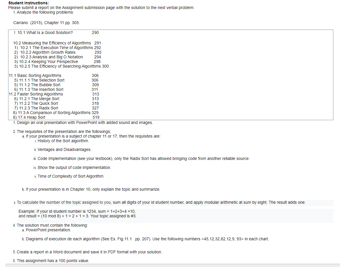 Solved Student Instructions: Please submit a report on the | Chegg.com