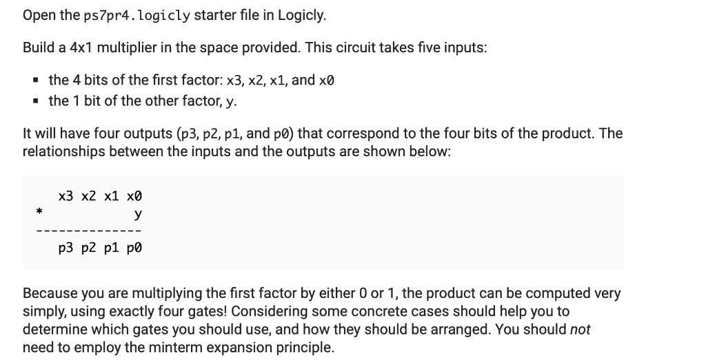 Open the ps7pr4. Logicly starter file in Logicly. | Chegg.com