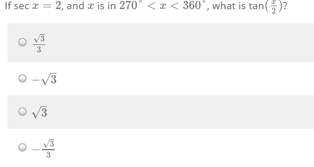 Solved If sec x = 2, and x is in 270º