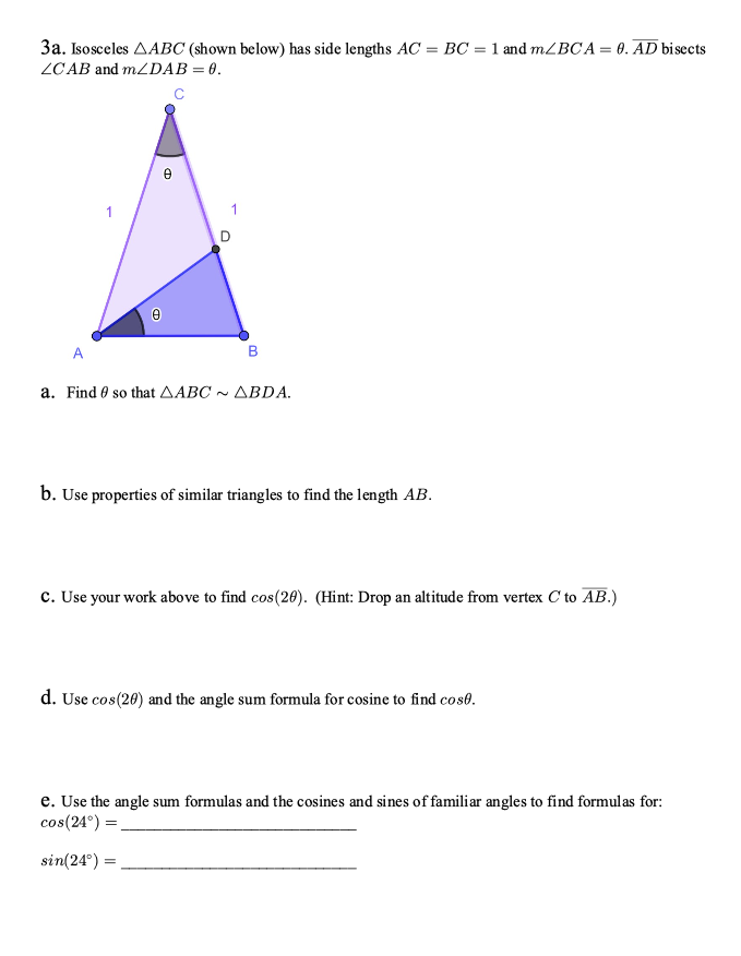 Solved 3a. Isosceles AABC (shown below) has side lengths AC | Chegg.com
