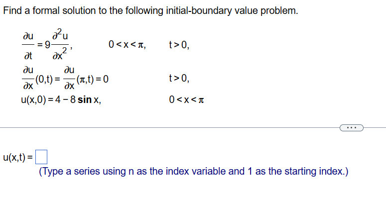 Solved u(x,t)=(Type ﻿a series using n as ﻿the index variable | Chegg.com