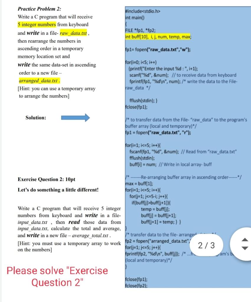 Solved #include int main() FILE *fp1, *fp2; int buff(10), i, | Chegg.com