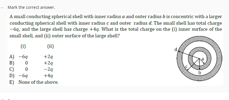 Solved A small conducting spherical shell with inner radius | Chegg.com