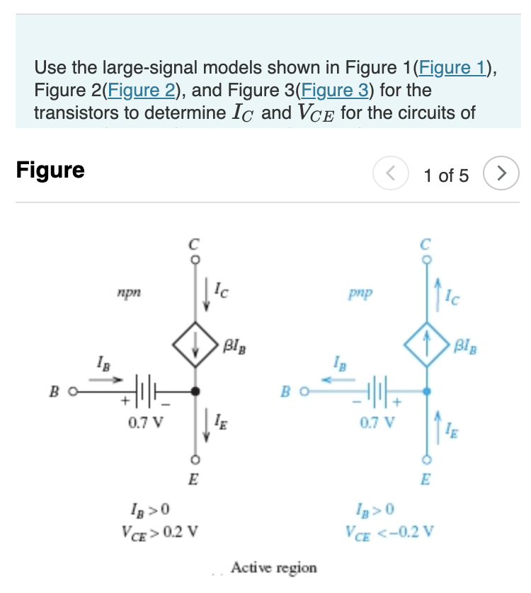 Solved Use the large-signal models shown in Figure 1(Figure | Chegg.com