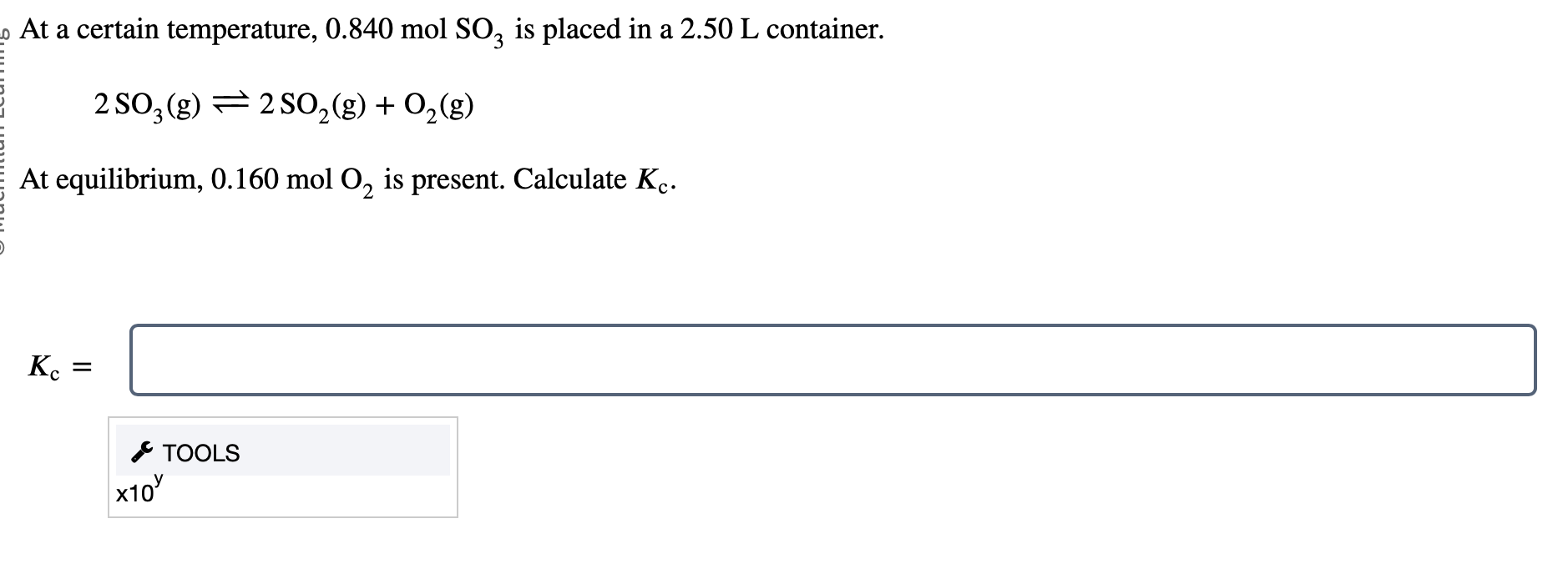 Solved At a certain temperature, 0.840 molSO3 is placed in a | Chegg.com
