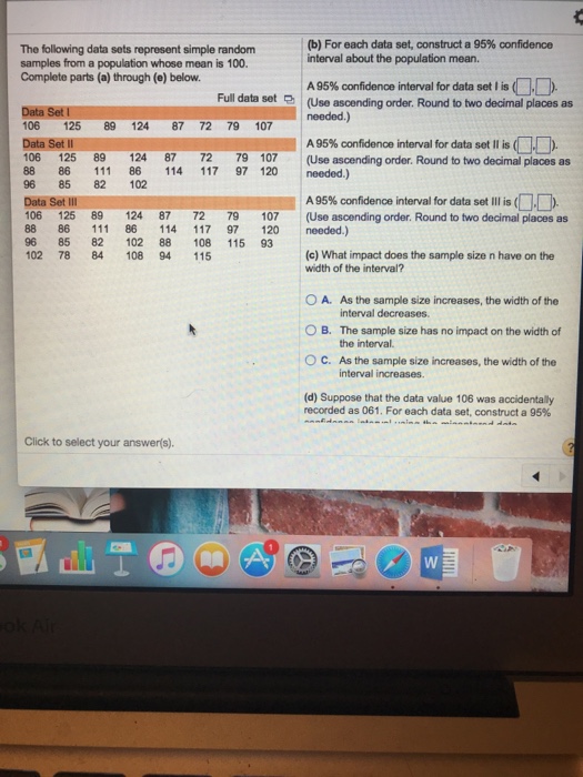 Solved The following data sets represent simple random | Chegg.com