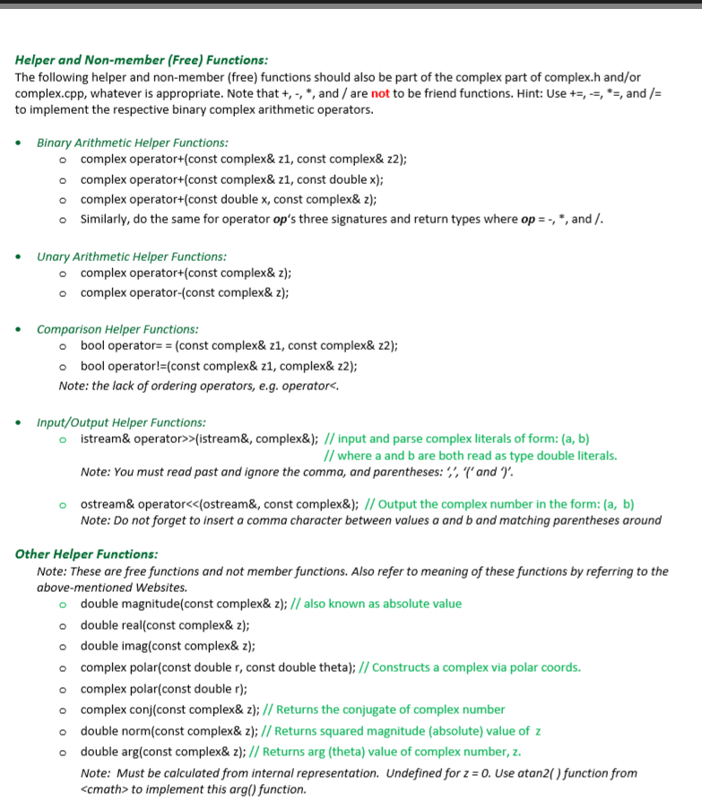 You are to implement a representation of complex | Chegg.com