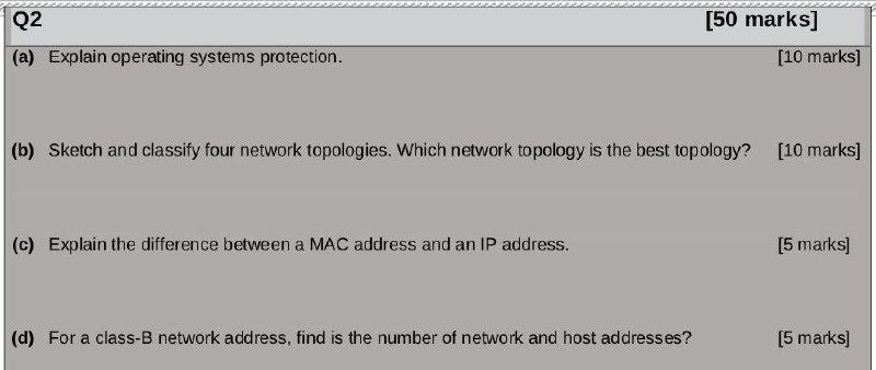 Solved Q2 A Explain Operating Systems Protection 50 1156