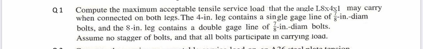 Solved Q1 Compute the maximum acceptable tensile service | Chegg.com