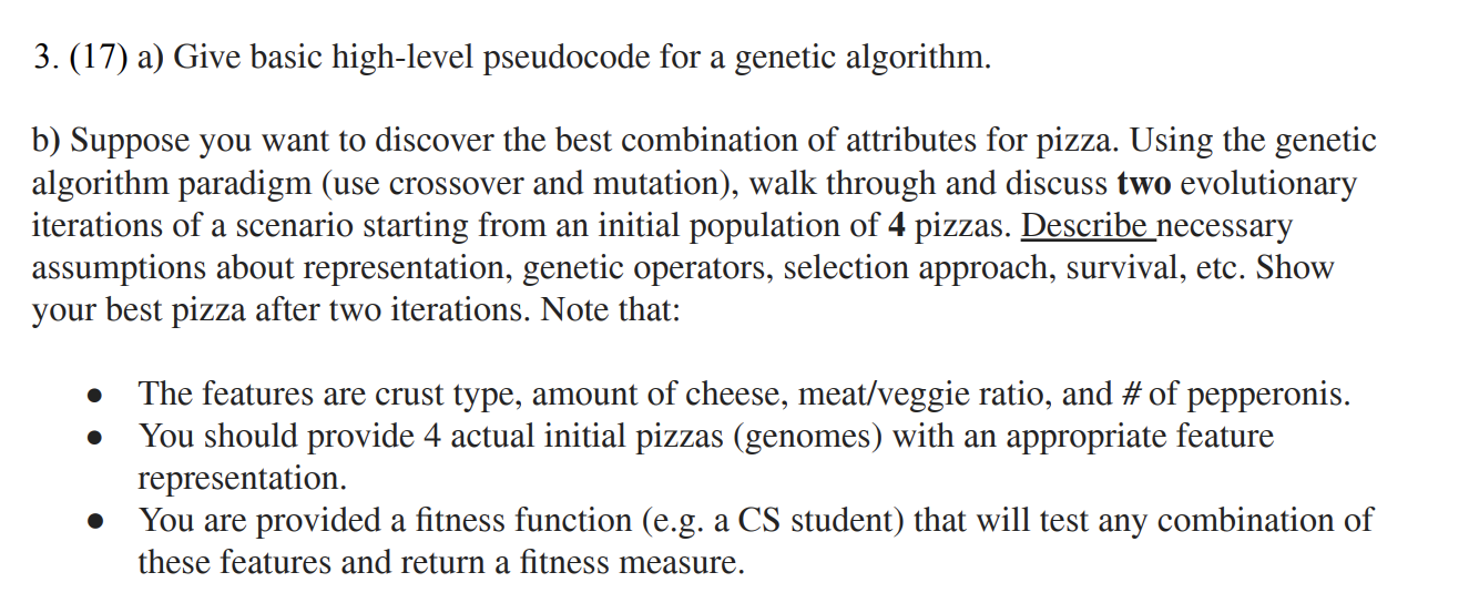 3. (17) a) Give basic high-level pseudocode for a | Chegg.com
