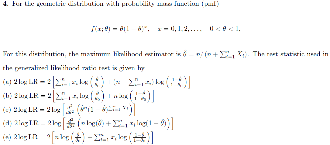 Solved F X θ θ 1−θ X X 0 1 2 … 0