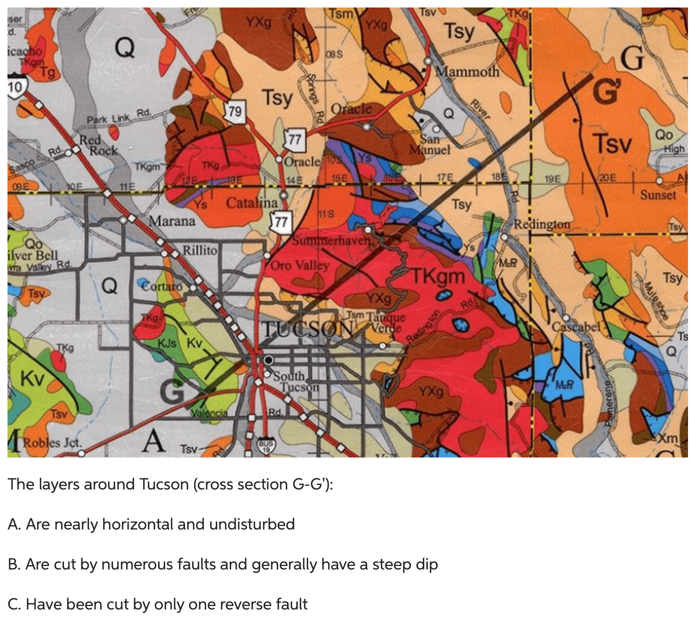 Solved The layers around Tucson (cross section G-G'): A. Are | Chegg.com