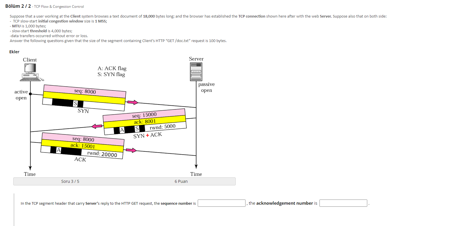 Solved Bölüm 2/2 - TCP Flow & Congestion Control Suppose | Chegg.com