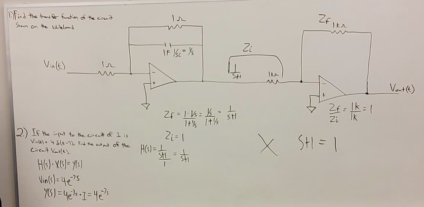 Solved 1) Find the transfer function 2) Input is 4 | Chegg.com
