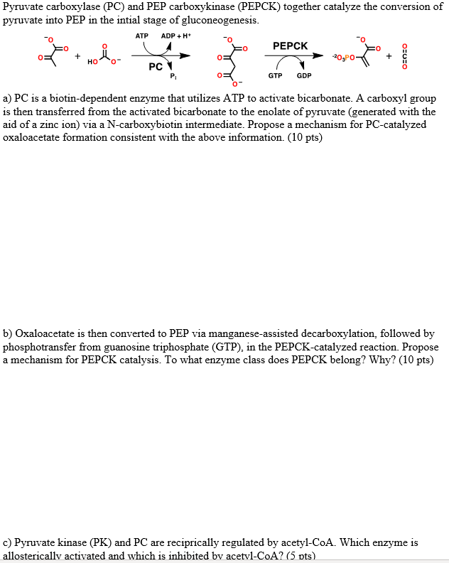Solved Biochemistry I Pyruvate carboxylase (PC) and PEP | Chegg.com