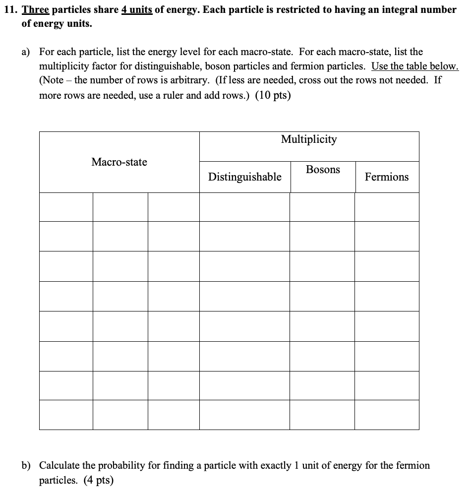 11. Three particles share 4 units of energy. Each | Chegg.com
