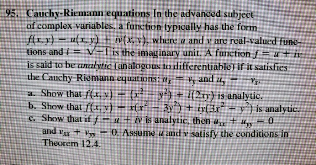 Solved 95. Cauchy-Riemann equations In the advanced subject | Chegg.com