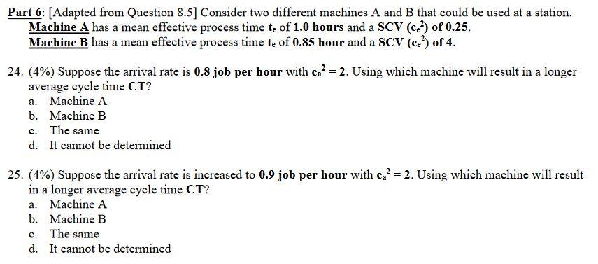 Solved Part 6: [Adapted from Question 8.5] Consider two | Chegg.com