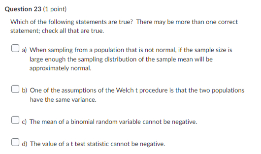 Solved Question 23 (1 ﻿point)Which of the following | Chegg.com