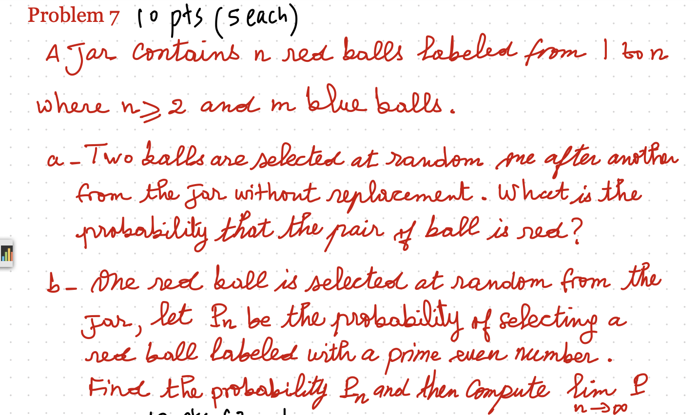 Solved Problem 710 pts ( 5 each) - Jar contains n red balls | Chegg.com