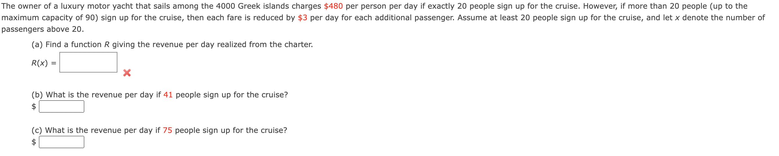Solved passengers above 20 . (a) Find a function R giving | Chegg.com