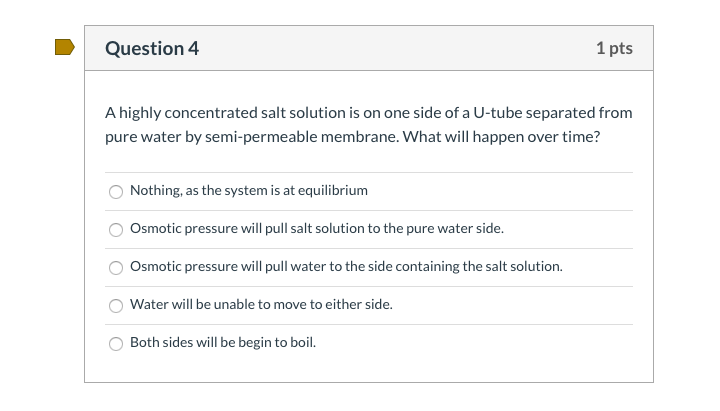 Solved Question 4 1 pts A highly concentrated salt solution | Chegg.com
