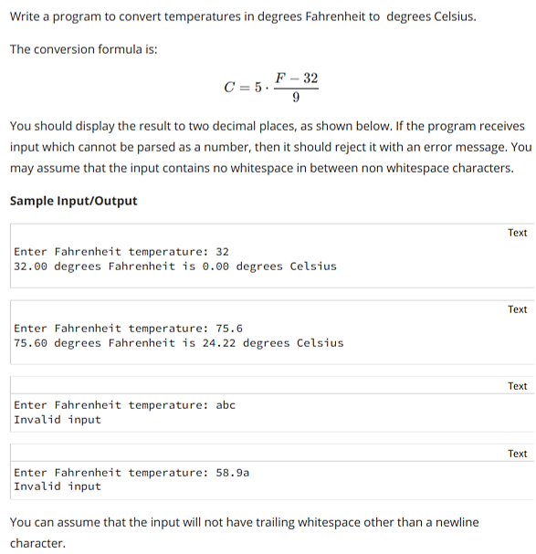 Solved Write a program to convert temperatures in degrees | Chegg.com