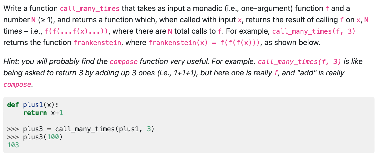 Solved Write a function call_many_times that takes as input | Chegg.com