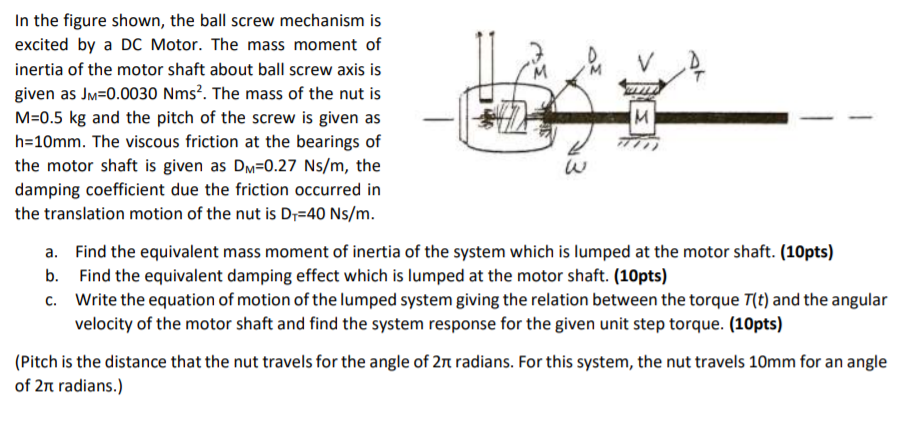 Solved +7+ In the figure shown, the ball screw mechanism is | Chegg.com