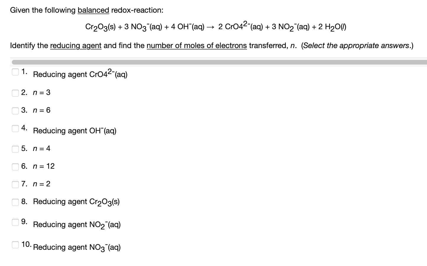 Solved Given the following balanced redox-reaction: Cr2O3(s) | Chegg.com