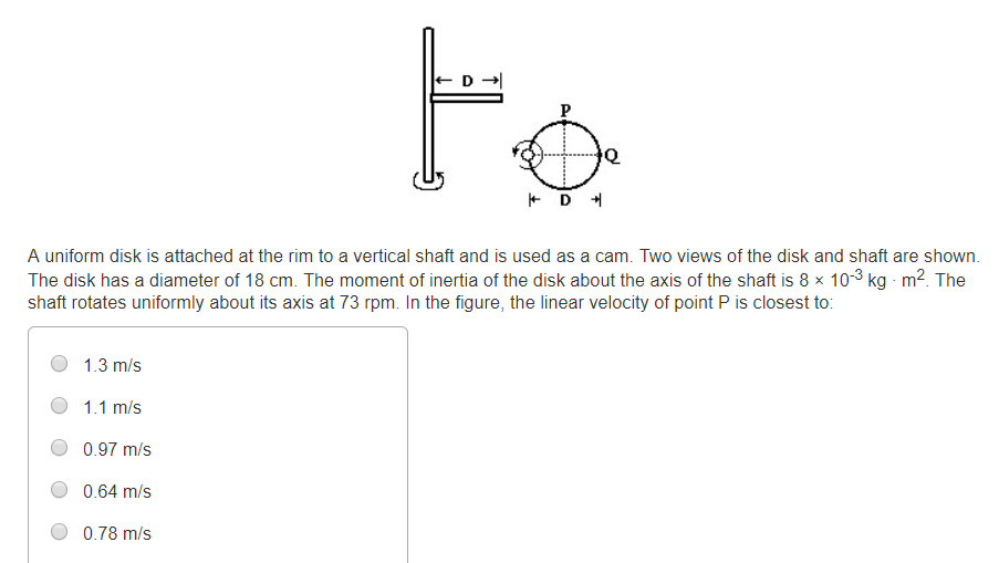 Solved A uniform disk is attached at the rim to a vertical | Chegg.com