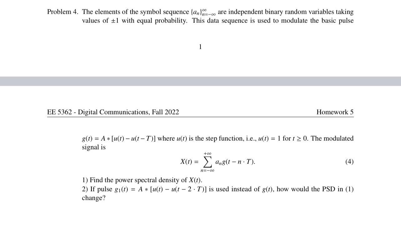 Solved roblem 4. The elements of the symbol sequence | Chegg.com