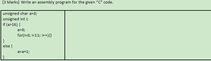Solved 3 Marks Write An Assembly Program For The Given C 9052