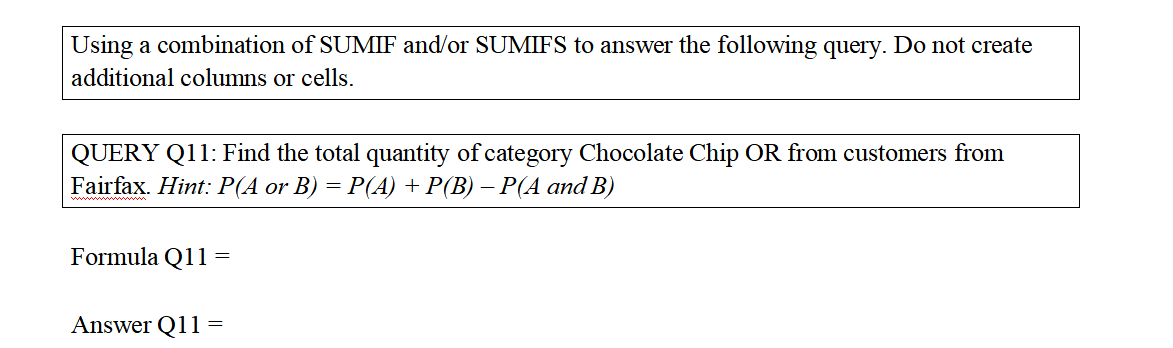 Solved Using a combination of SUMIF and/or SUMIFS to answer | Chegg.com