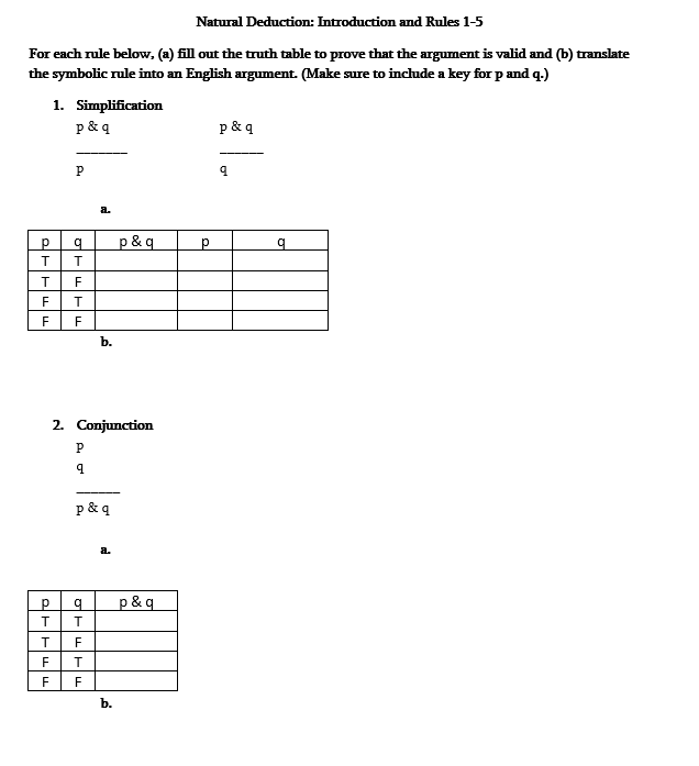 Natural Deduction: Introduction and Rules 1-5 For | Chegg.com
