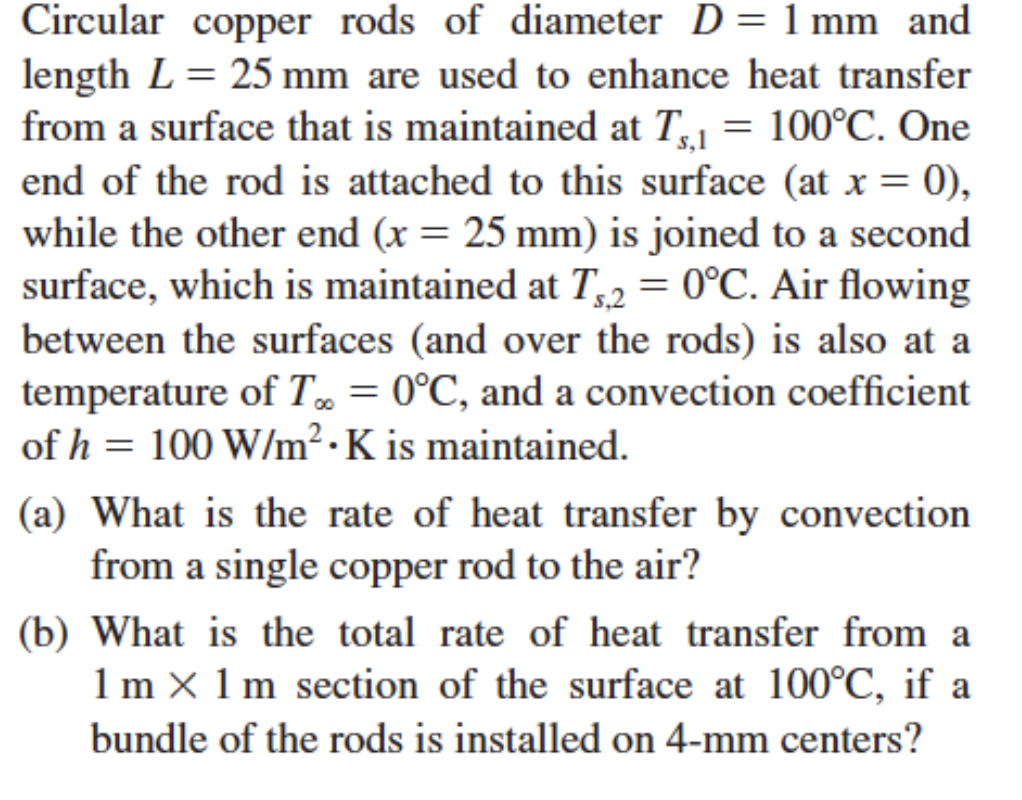 Solved Circular copper rods of diameter D=1 mm and length | Chegg.com