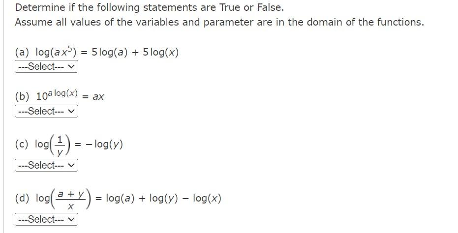 Solved Determine if the following statements are True or | Chegg.com