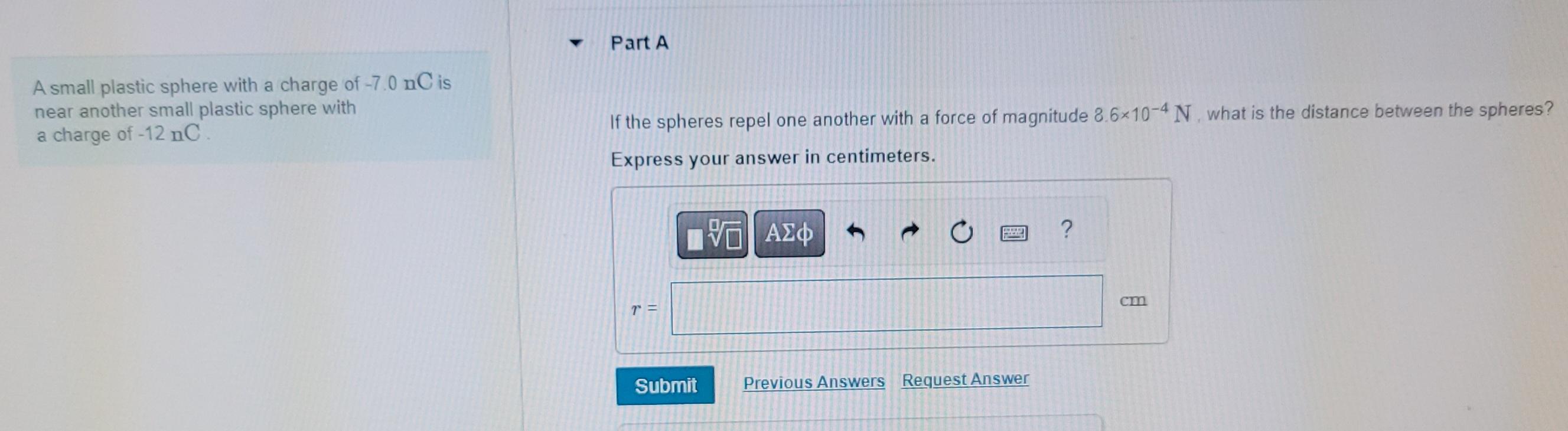 Solved A small plastic sphere with a charge of −7.0nC is | Chegg.com