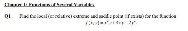 Solved Chapter 1: Functions of Several Variables Q1 Find the | Chegg.com
