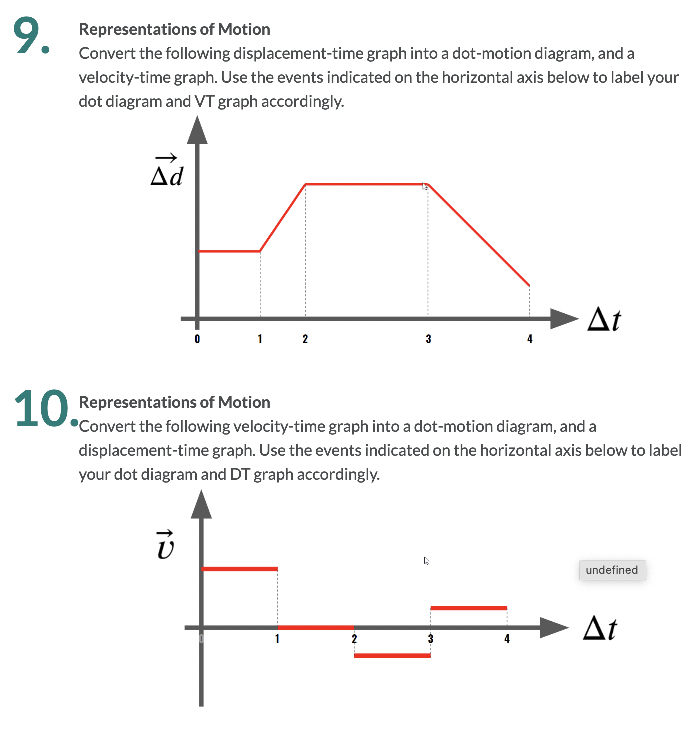 Solved Representations of Motion Convert the following | Chegg.com
