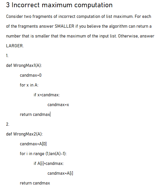 Solved 3 Incorrect Maximum Computation Consider Two 3399