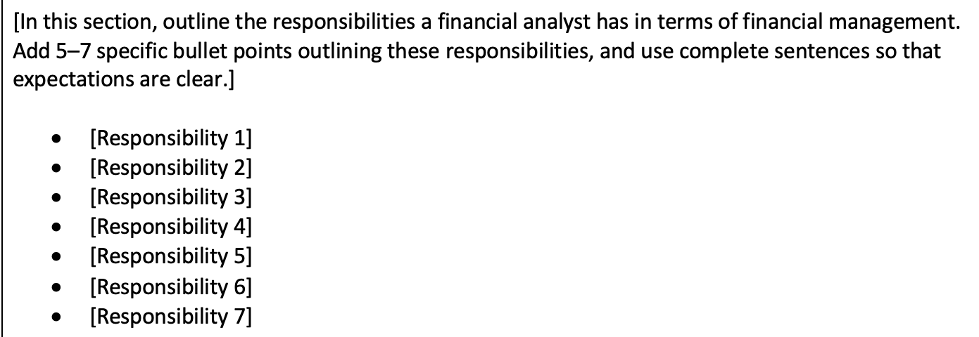 Solved [In this section, outline the responsibilities a | Chegg.com