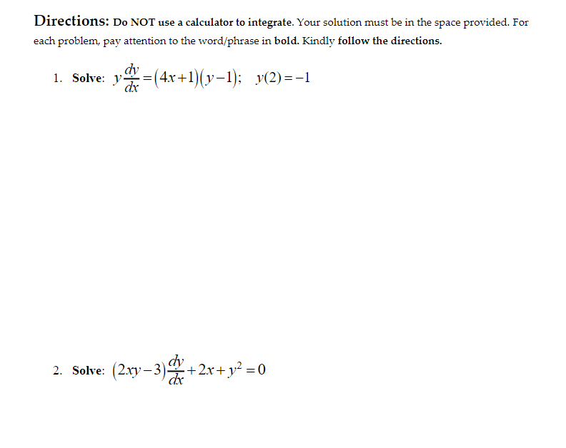 Solved Directions: Do NOT use a calculator to integrate. | Chegg.com