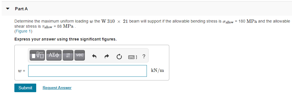 Solved 3 m 3 m Part A Determine the maximum uniform | Chegg.com