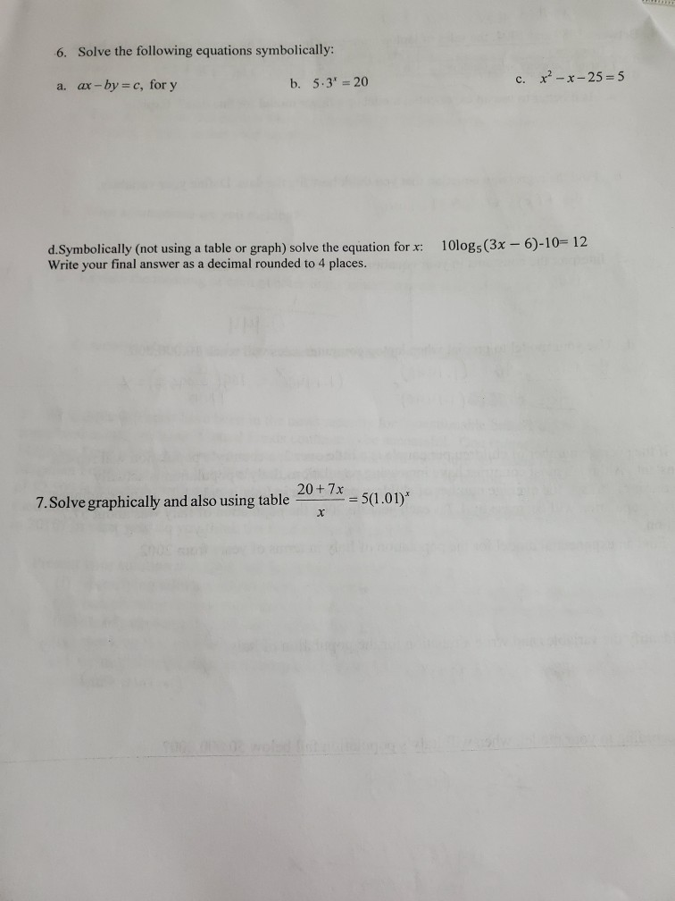 Solved 6. Solve the following equations symbolically: c. | Chegg.com